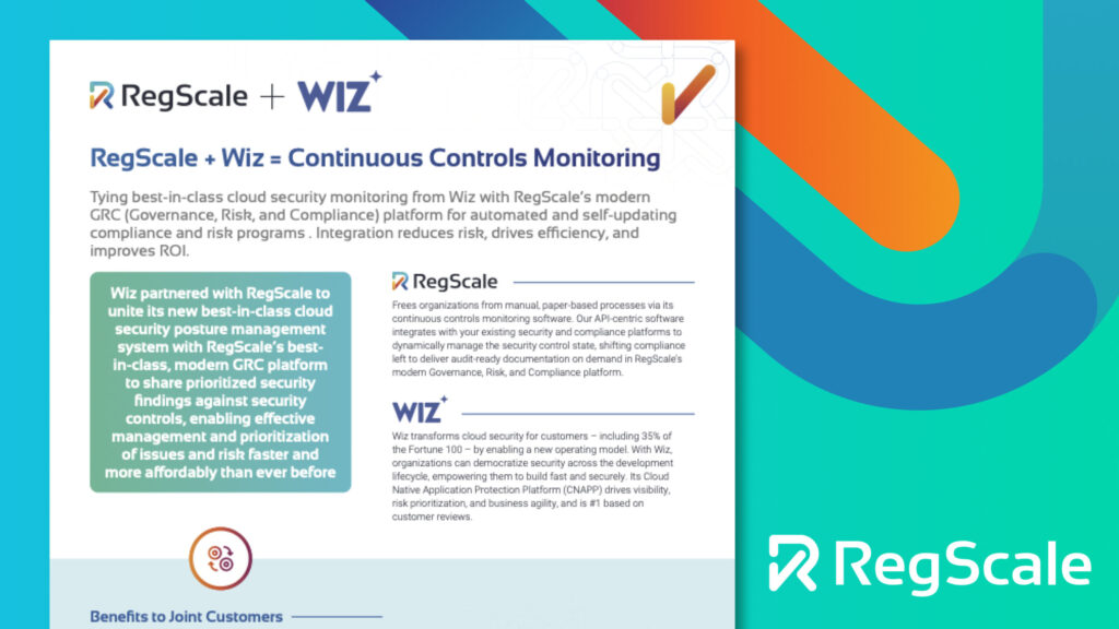 RegScale + Wiz = Continuous Controls Monitoring - RegScale